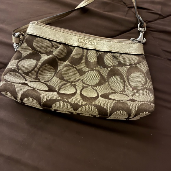 Coach | Bags | Coach Tan And Brown Signature Shoulder Bag | Poshmark